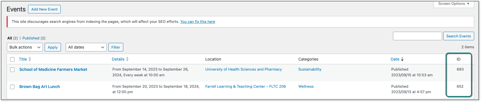 Adding a Single Event to a Page - WashU Web Theme